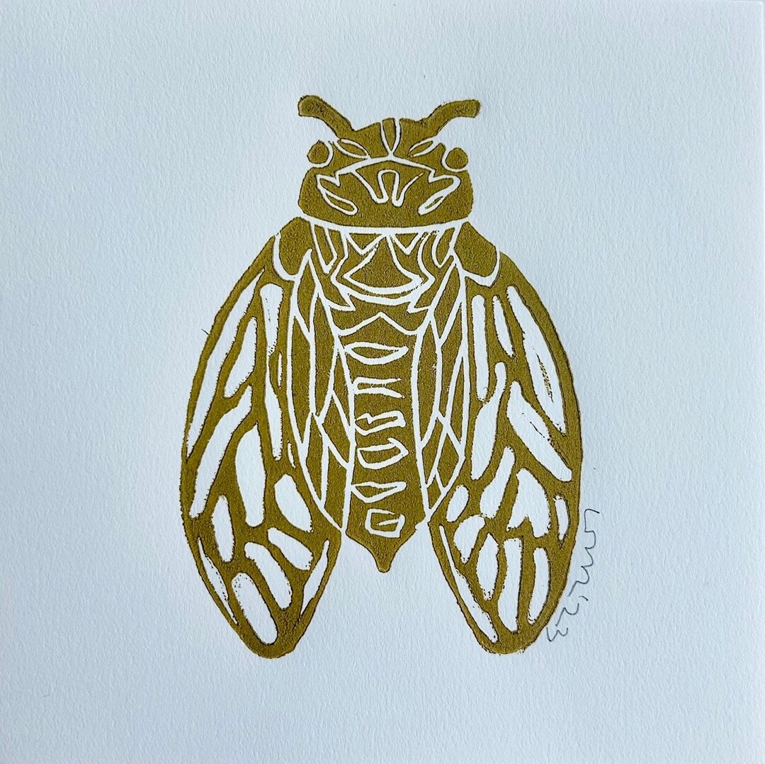 CICADA - Original Block Print - Mini Block Print - Handmade - Hand ...