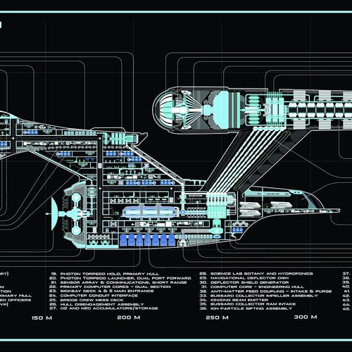 Starship USS Enterprise N.C.C. 1701 Deck Plan Schematic - Etsy