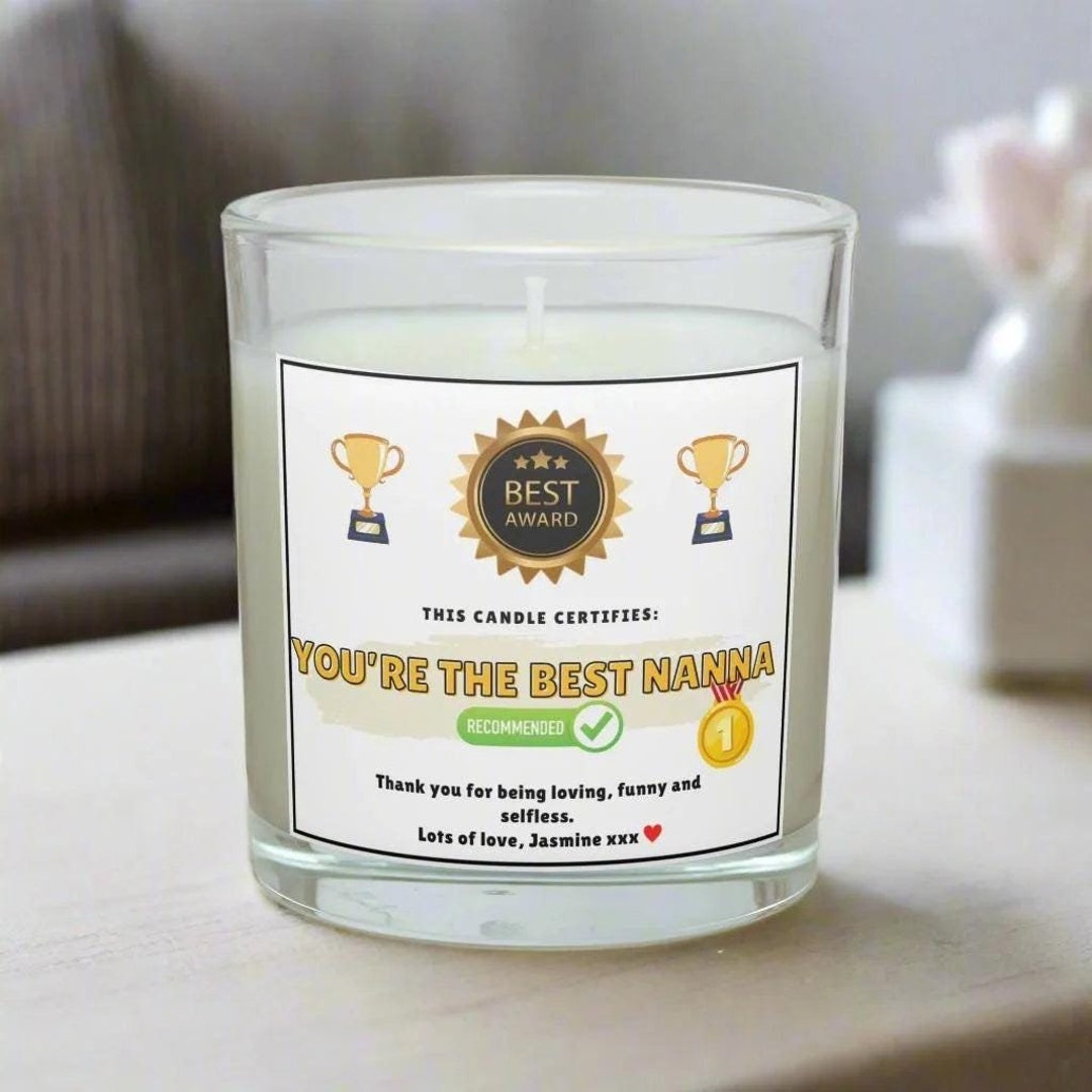You're the Best Nanna Certificate Personalised Candle Best Nanna Gift ...