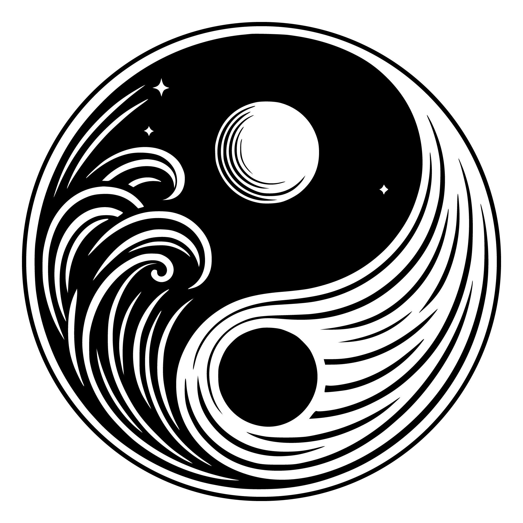 Yin and Yang Tattoo Design Minimalist Linework Art Perfect for Custom ...
