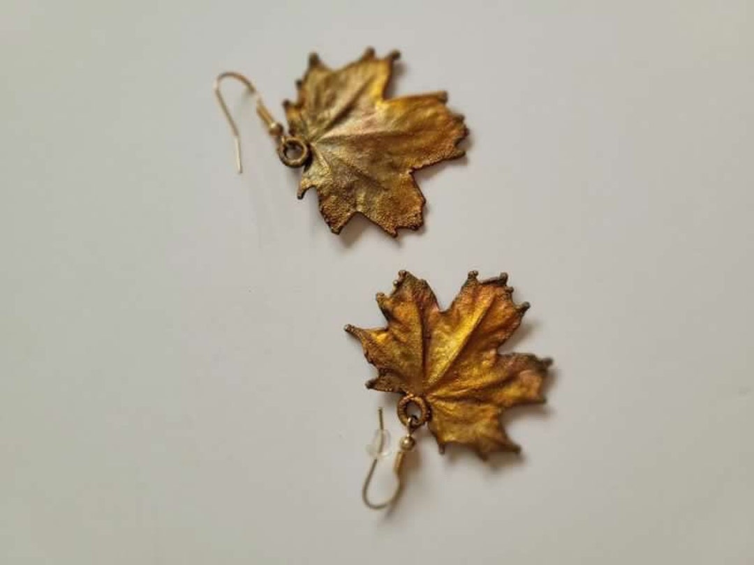 Real Maple Leaf Earrings - Etsy