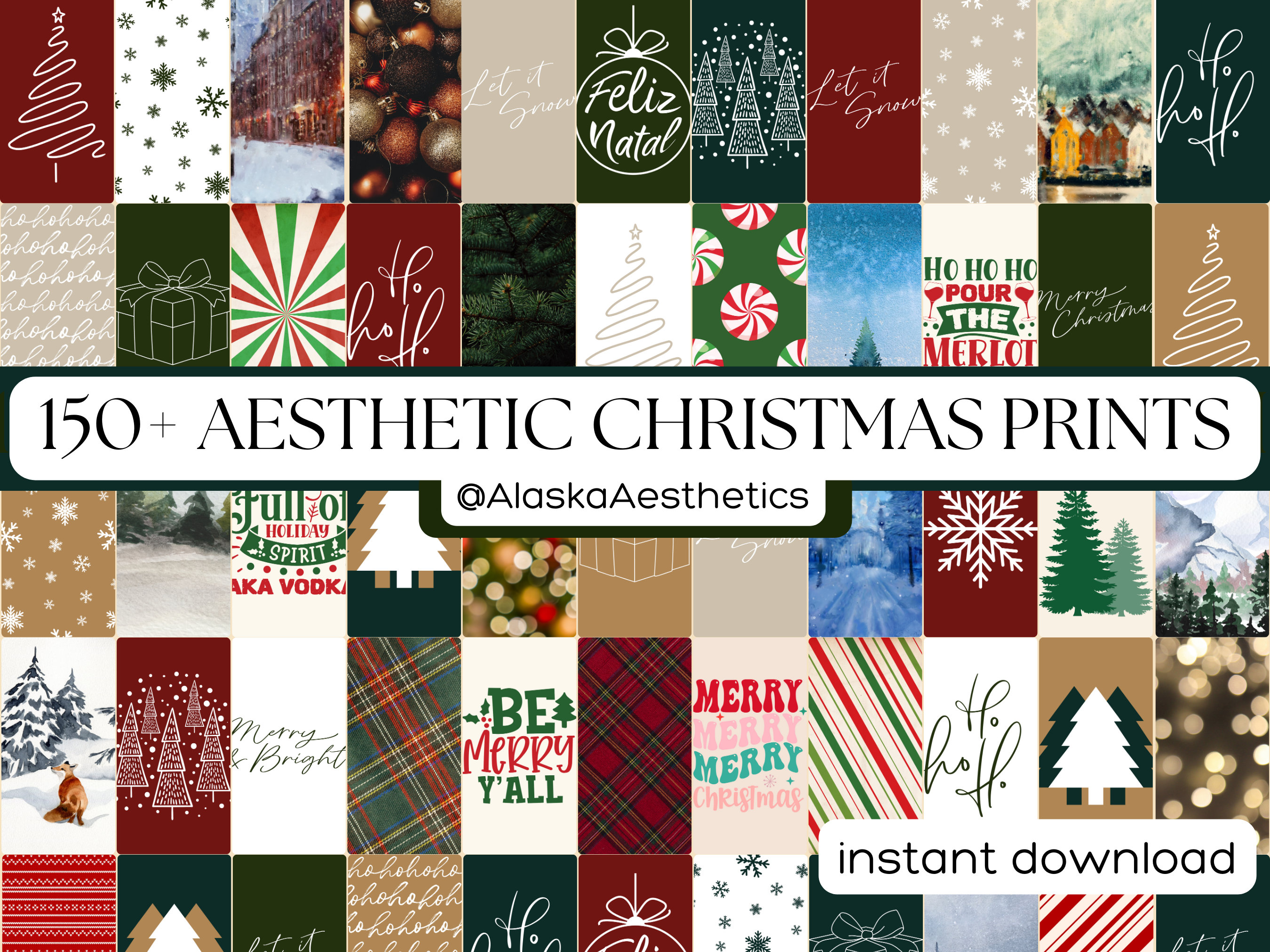 150+ Aesthetic Christmas Prints | Pink Christmas Art Pieces | Holiday ...