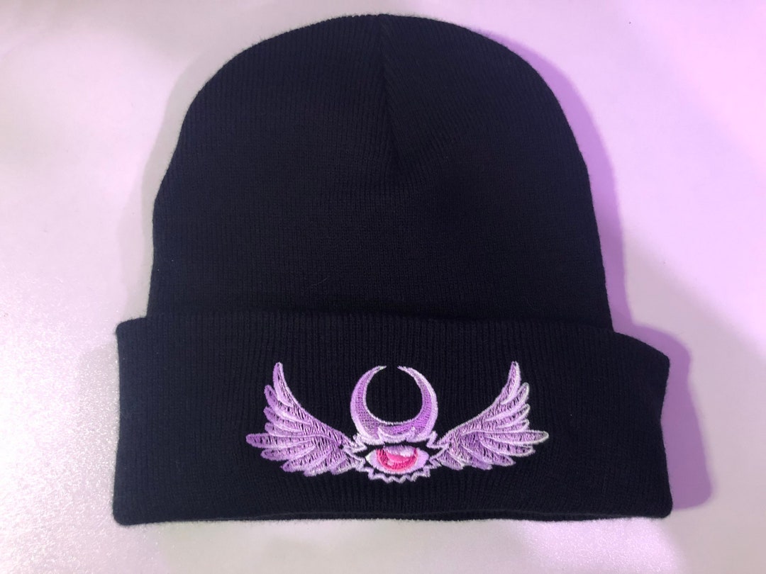 Celestial Angel Wings Eye Moon Embroidered Beanie Toque Black - Etsy