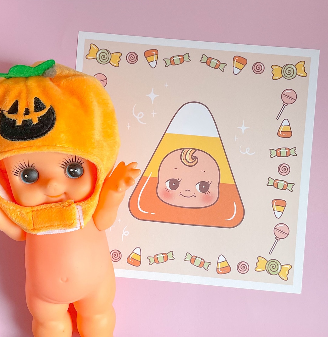 Kewpie Candycorn Art Print, Halloween, Vintage, Kewpie Doll, Wall ...