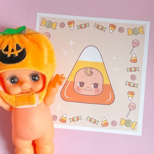 Kewpie Candycorn Art Print, Halloween, Vintage, Kewpie Doll, Wall ...