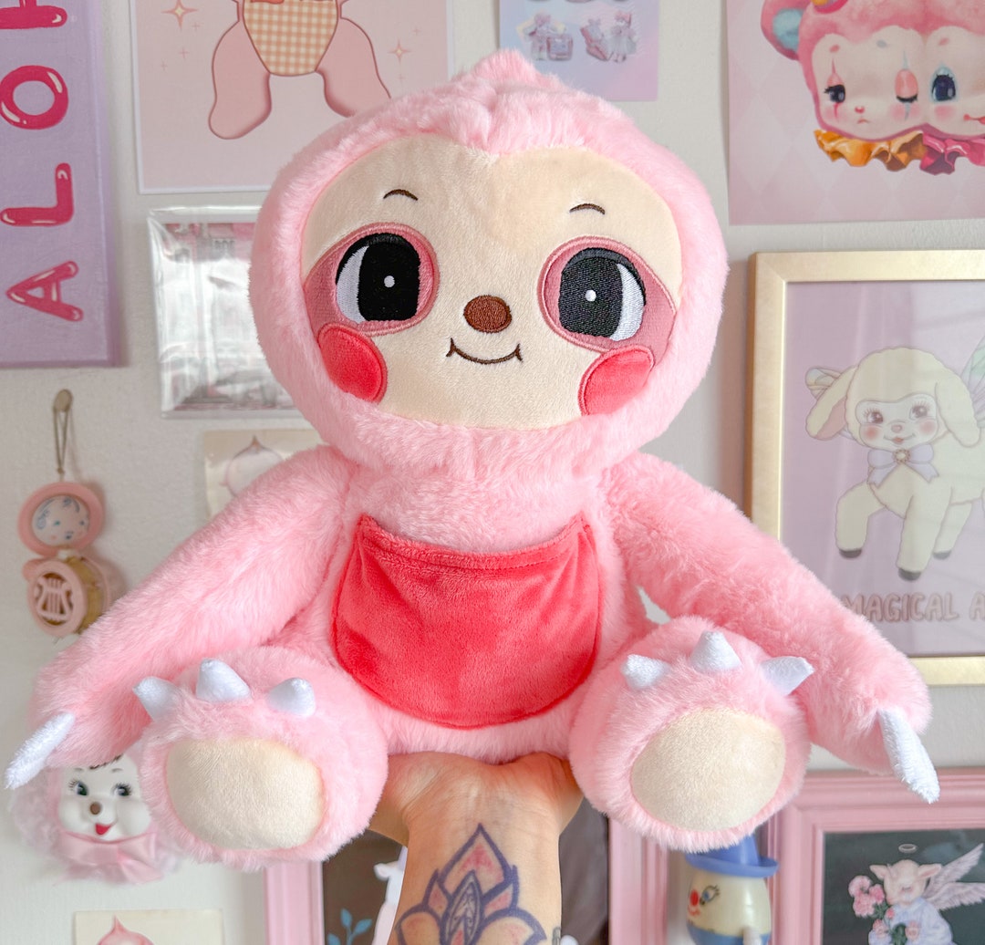 Pink Sloth Baby Plushie, Doll, Gift, Kawaii, Pastel, Sloths, Kitsch ...