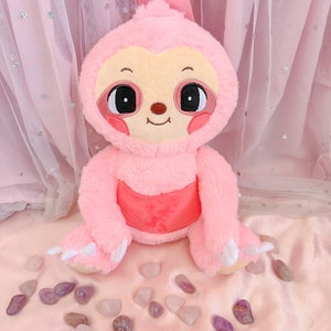Pink Sloth Baby Plushie, Doll, Gift, Kawaii, Pastel, Sloths, Kitsch ...