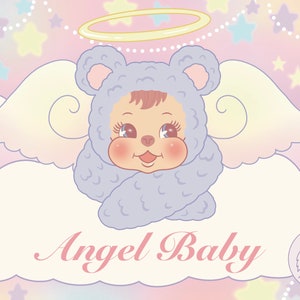 Angel Baby Rushton Bear Art Print, Vintage Inspired, Kawaii, Pastel ...