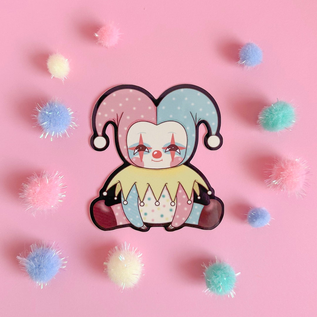 Pastel Sloth Jester Vinyl Sticker, Diecut, Clown, Clowncore, Circus ...