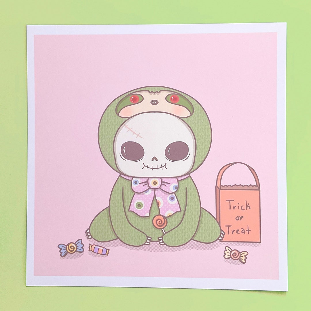 Undead Sloth Art Print, Halloween, Spooky, Zombies, Trick or Treat ...