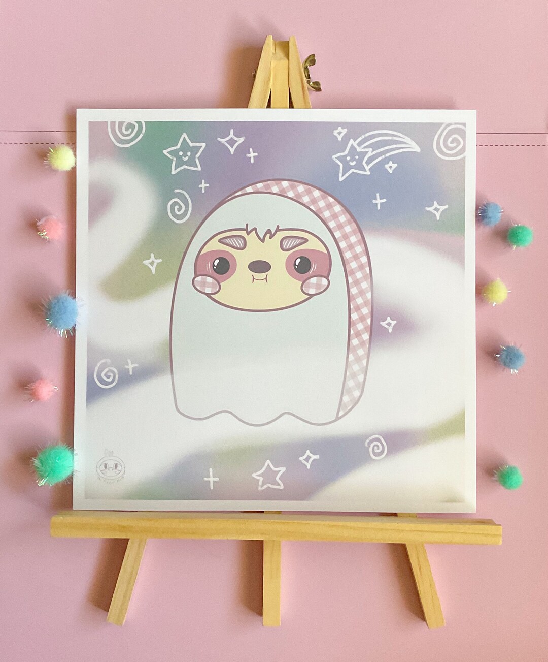 Pastel Ghost Sloth Art Print - Etsy