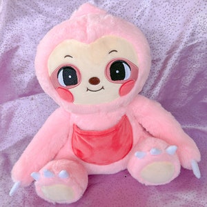 Pink Sloth Baby Plushie, Doll, Gift, Kawaii, Pastel, Sloths, Kitsch ...