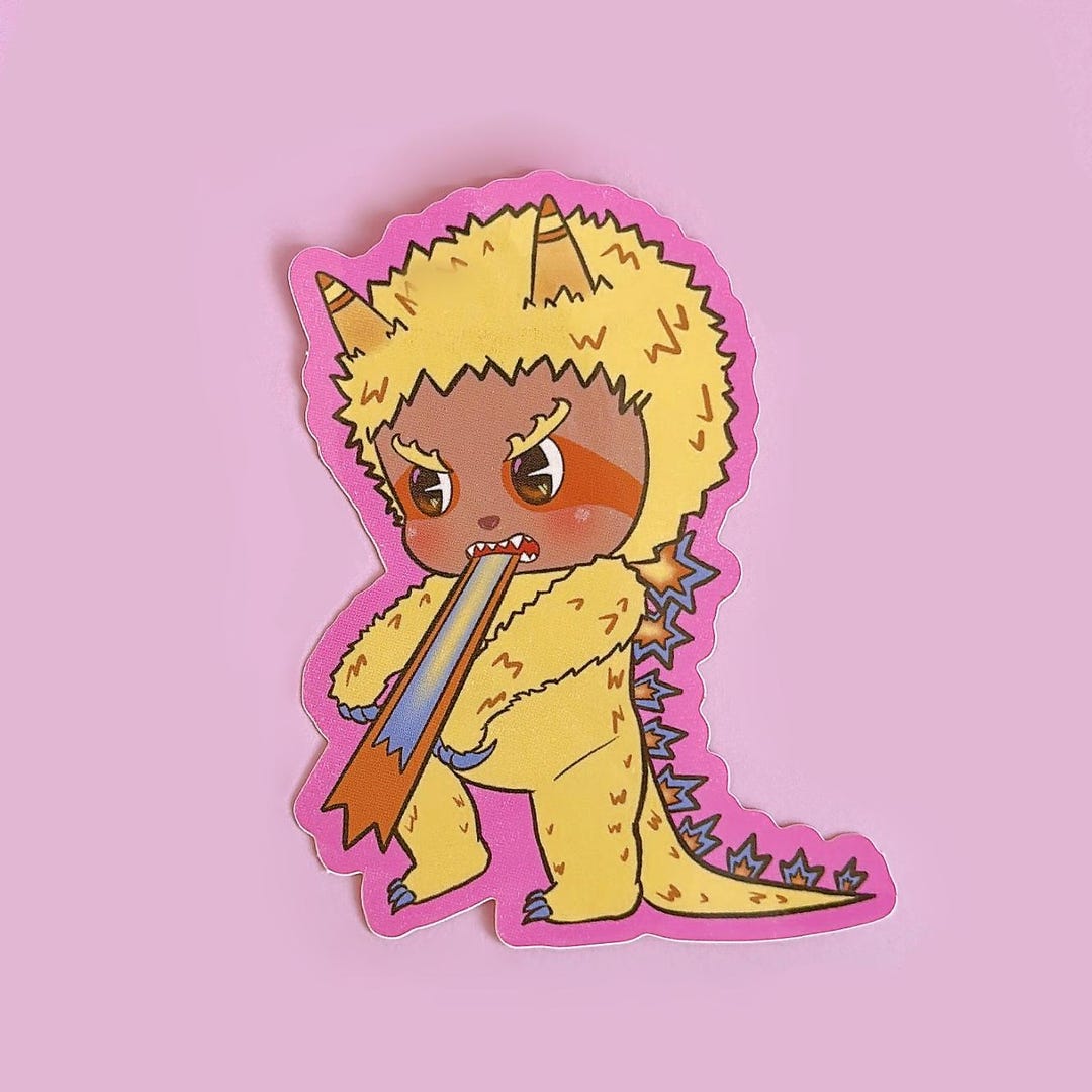 Denki Sloth Kaiju Sticker, Waterproof, Neon, Kawaii, Stationery ...