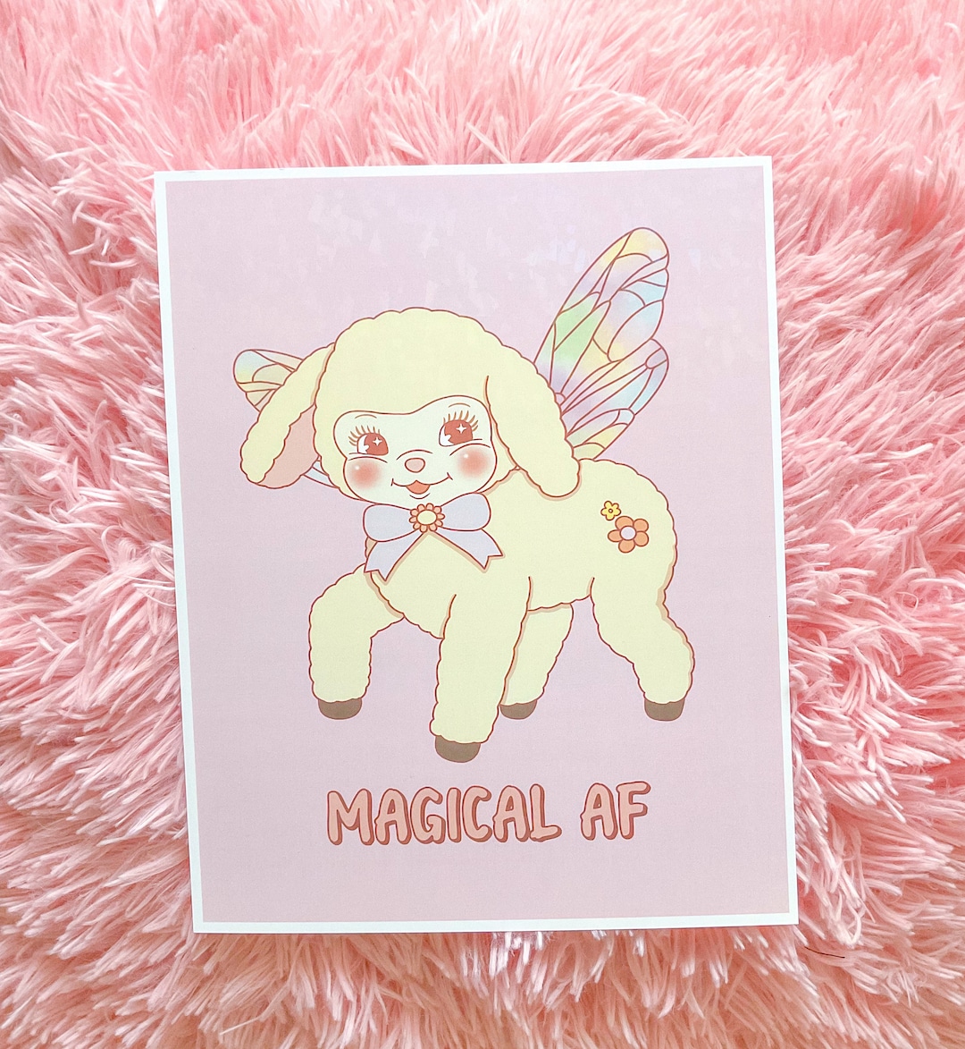 Magical AF Lamb Fairy Art Print, Rushton Doll, Vintage Inspired, Wall ...