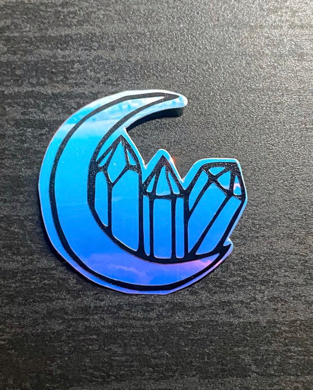 Moon With Crystals Vinyl Sticker - Etsy