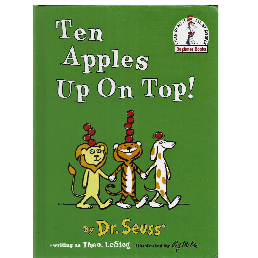 Dr. Seuss Ten Apples up on Top – Hardcover Picture Book (1989) - Etsy