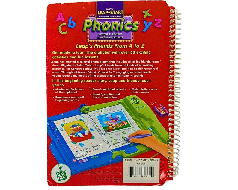 Leappad Phonics Leap Friends From A to Z Book & Cartridge Pre-owned - Etsy