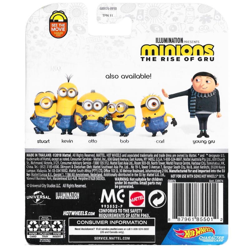 Mattel Hot Wheels Carl-minions the Rose of GRU 5/6 Character Cars ...