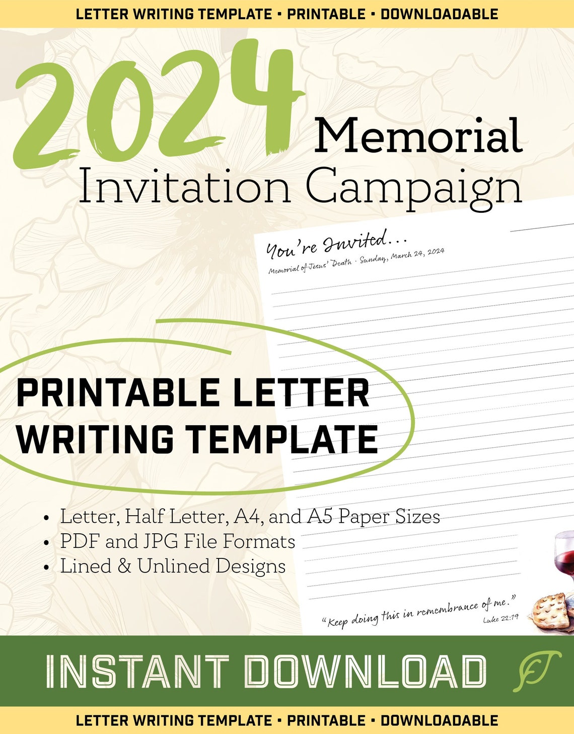 JW Letter Writing Paper | 2024 Memorial Invitation Campaign ...