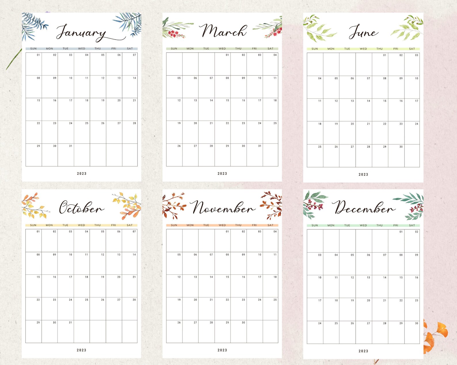Printable Weekly Planner and 2023 Calendar, Monthly Planner, Watercolor ...