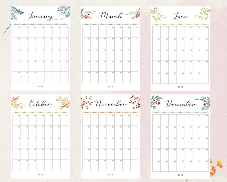 Printable Weekly Planner and 2023 Calendar, Monthly Planner, Watercolor ...