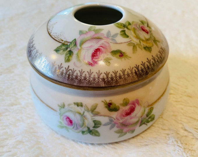 Vintage Hair Receiver, Victorian Era, Floral Pattern With Gold, Antique ...