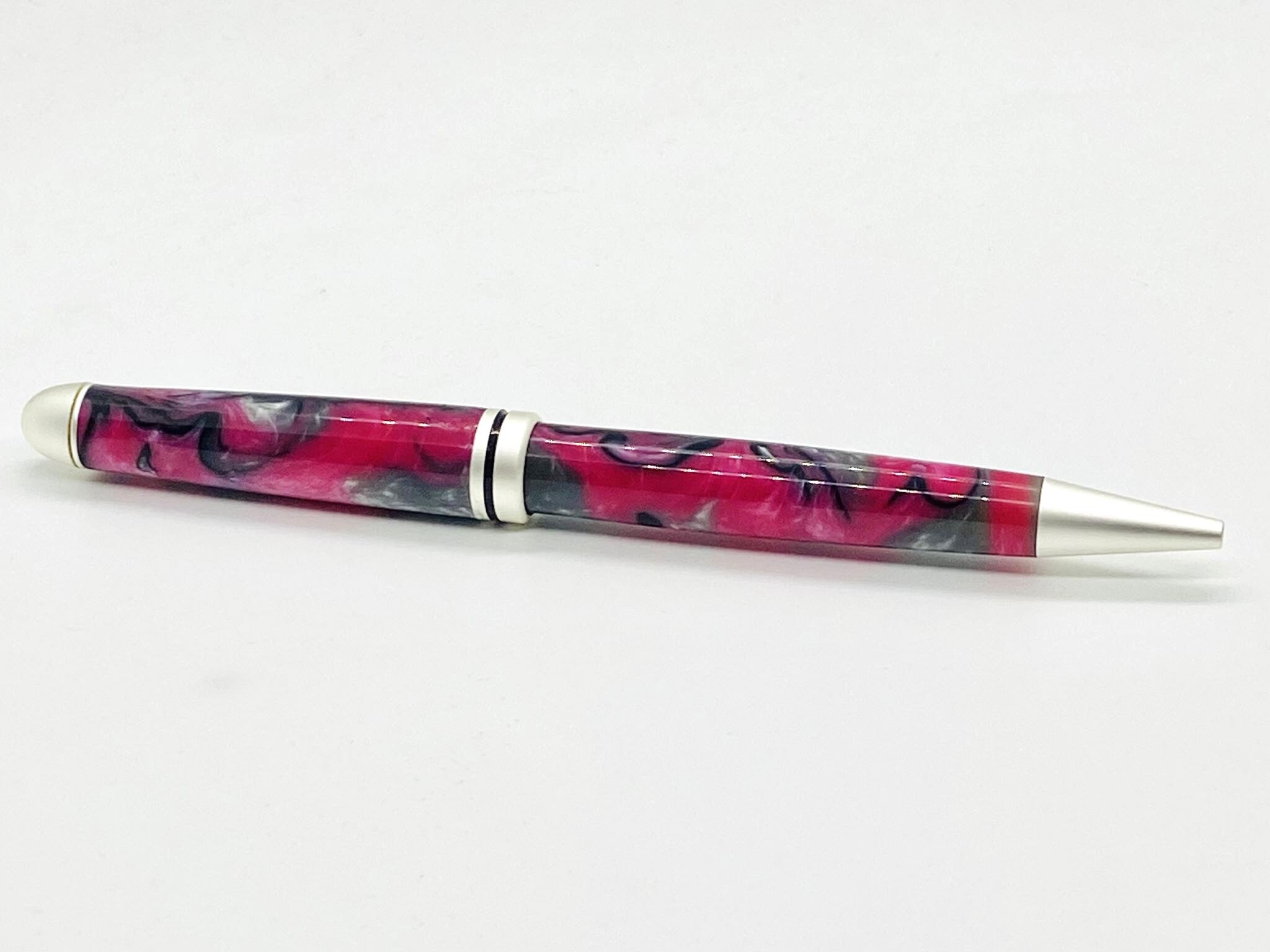 Pink Damascus, Pen, Acrylic, European Style, Satin Pearl Hardware - Etsy