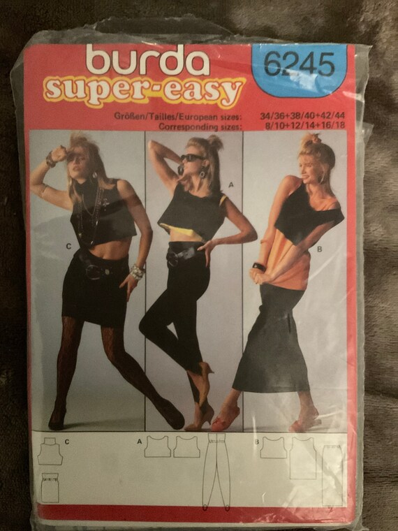 Vintage 1980s Burda Super Easy Sewing Pattern 6245. Sizes | Etsy