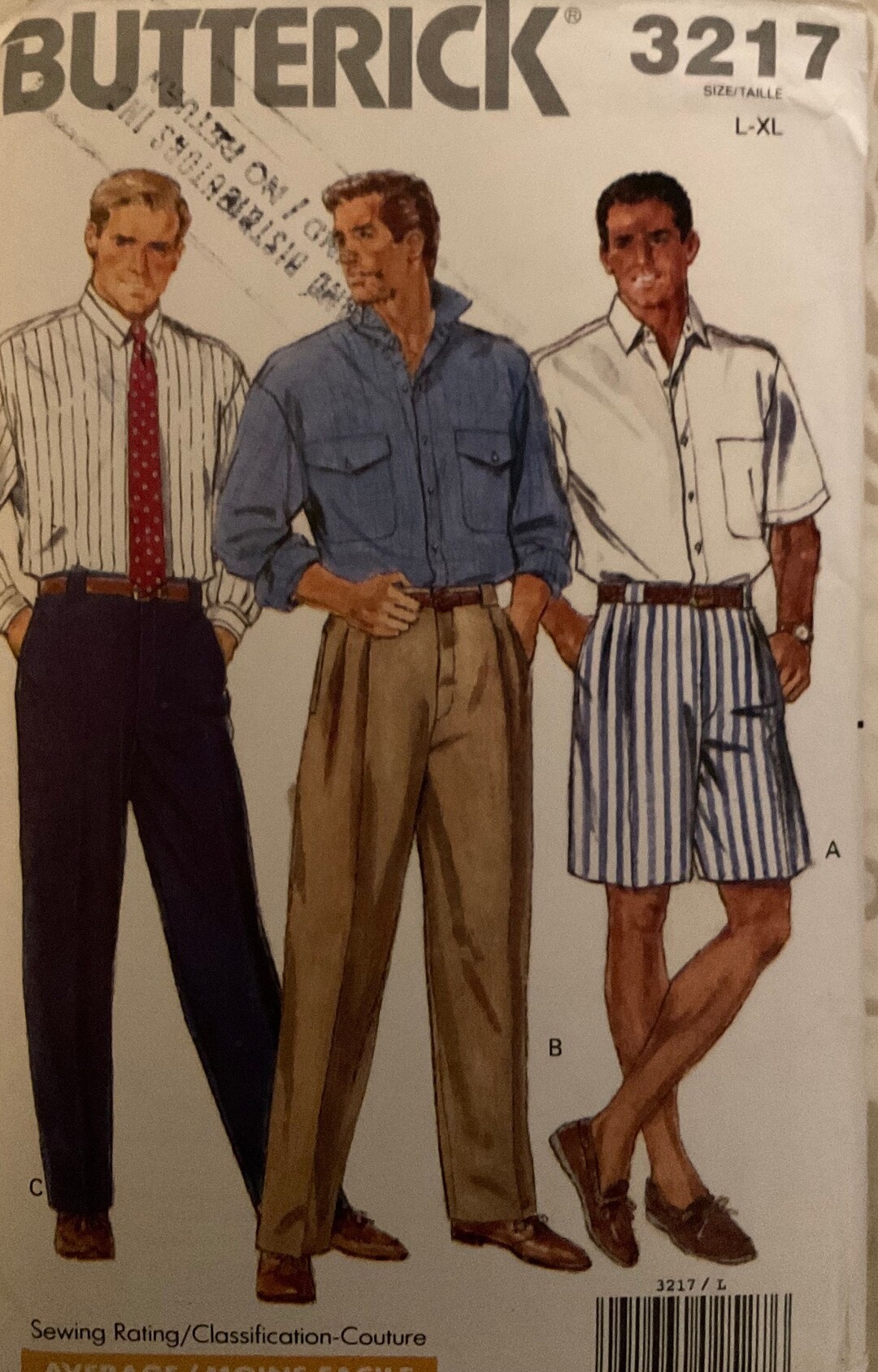 Butterick 3217 Sewing Pattern. Mens Shirt, Shorts, and Pants. Office ...