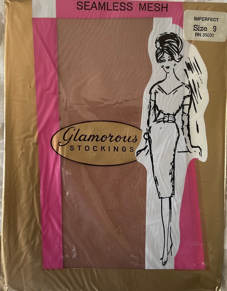 Vintage 1960s Glamorous Stockings. Deadstock. Seamless Mesh 15 Dernier ...