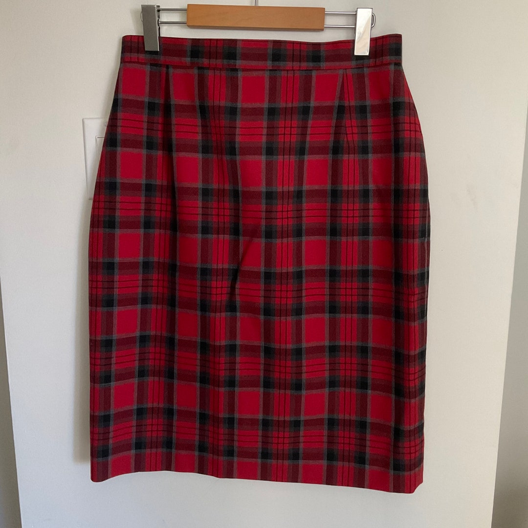 Vintage Braemar Womens Pencil Skirt in Red and Black Tartan Plaid Kilt ...