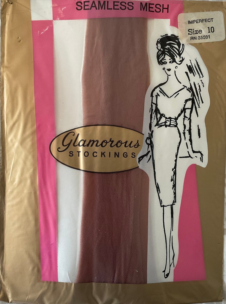 Vintage 1960s Glamorous Stockings. Deadstock. Seamless Mesh 15 Dernier ...