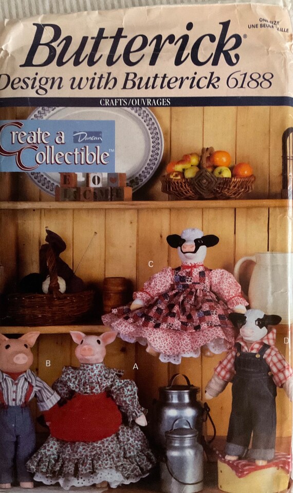 Vintage Butterick Craft Sewing Pattern 6188. Pig and Cow 16 - Etsy