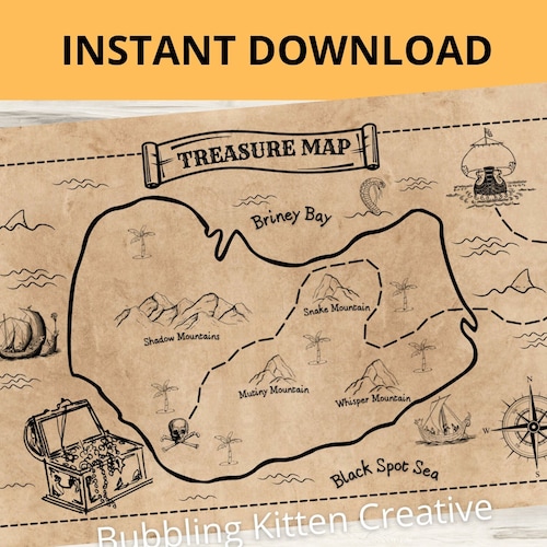 Pirate Treasure Map Party Placemat Printable Pirate Party - Etsy