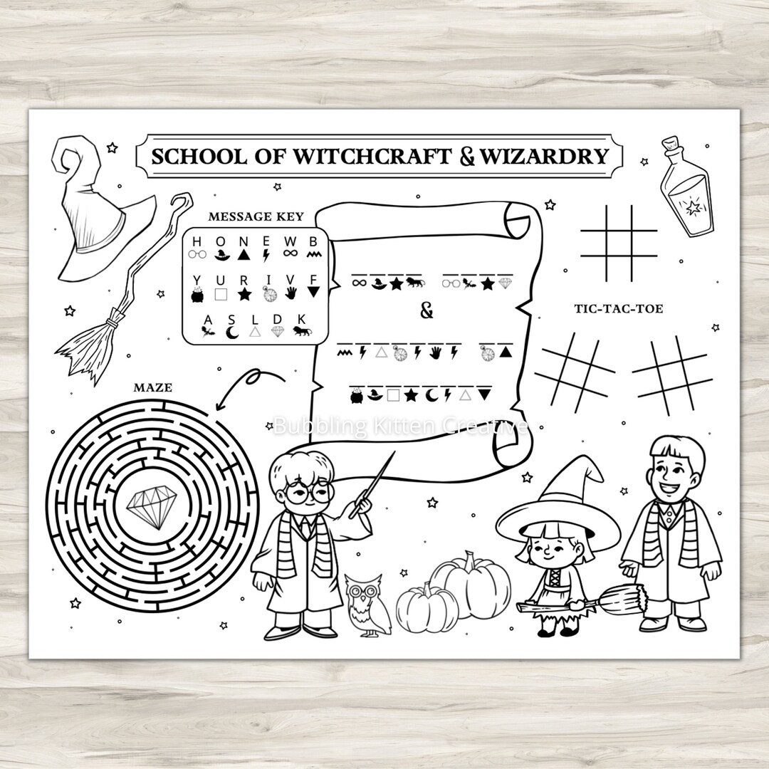 Witch & Wizard Party Game Activity Sheet | Magic Wizard School ...