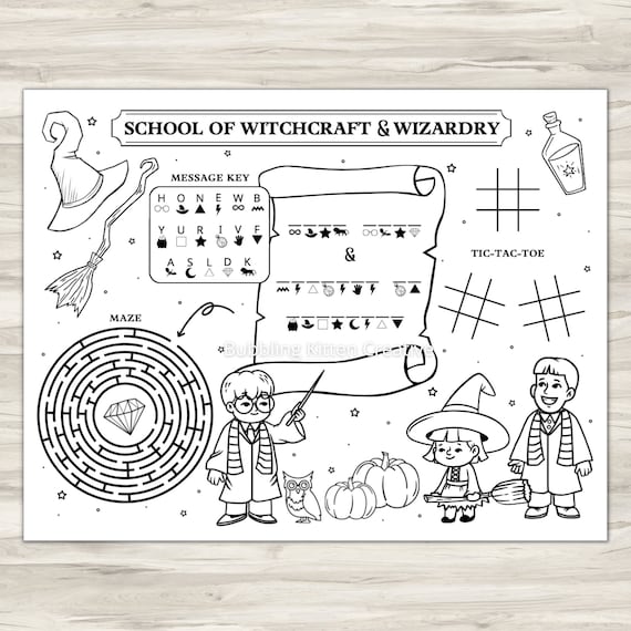 Witch & Wizard Party Game Activity Sheet Magic Wizard School | Etsy