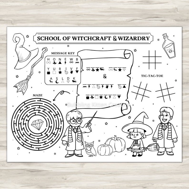 Witch & Wizard Party Game Activity Sheet | Magic Wizard School ...