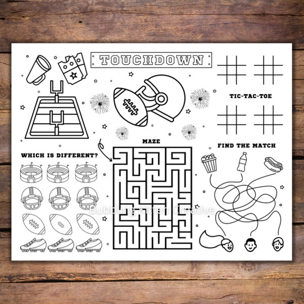 Football Activity Sheet - Etsy
