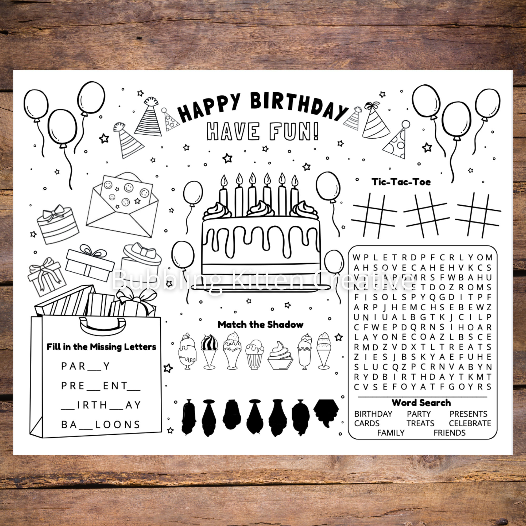 Party Activity Sheets