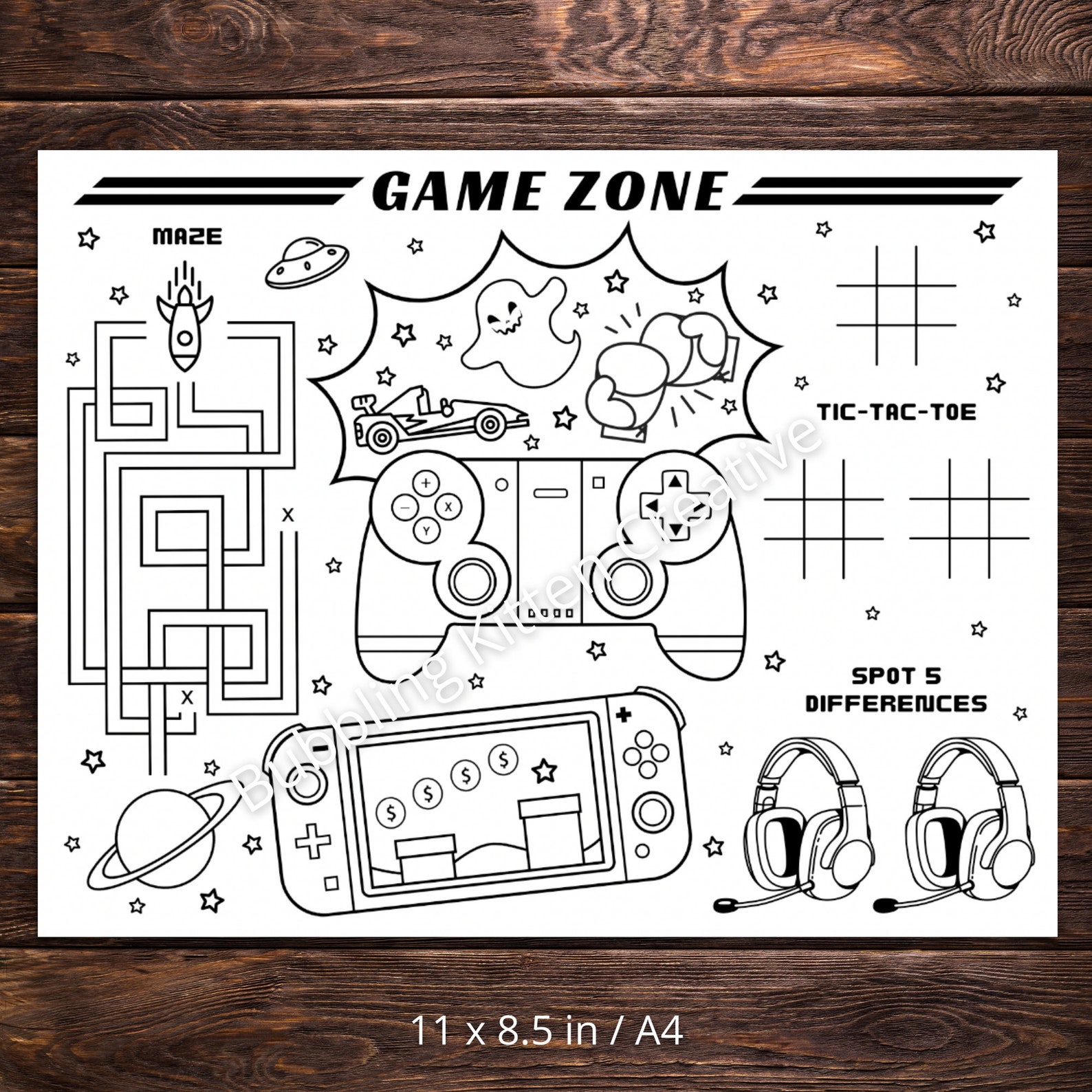 Kids Video Game Activity & Coloring Sheet | Printable Video Game Party ...