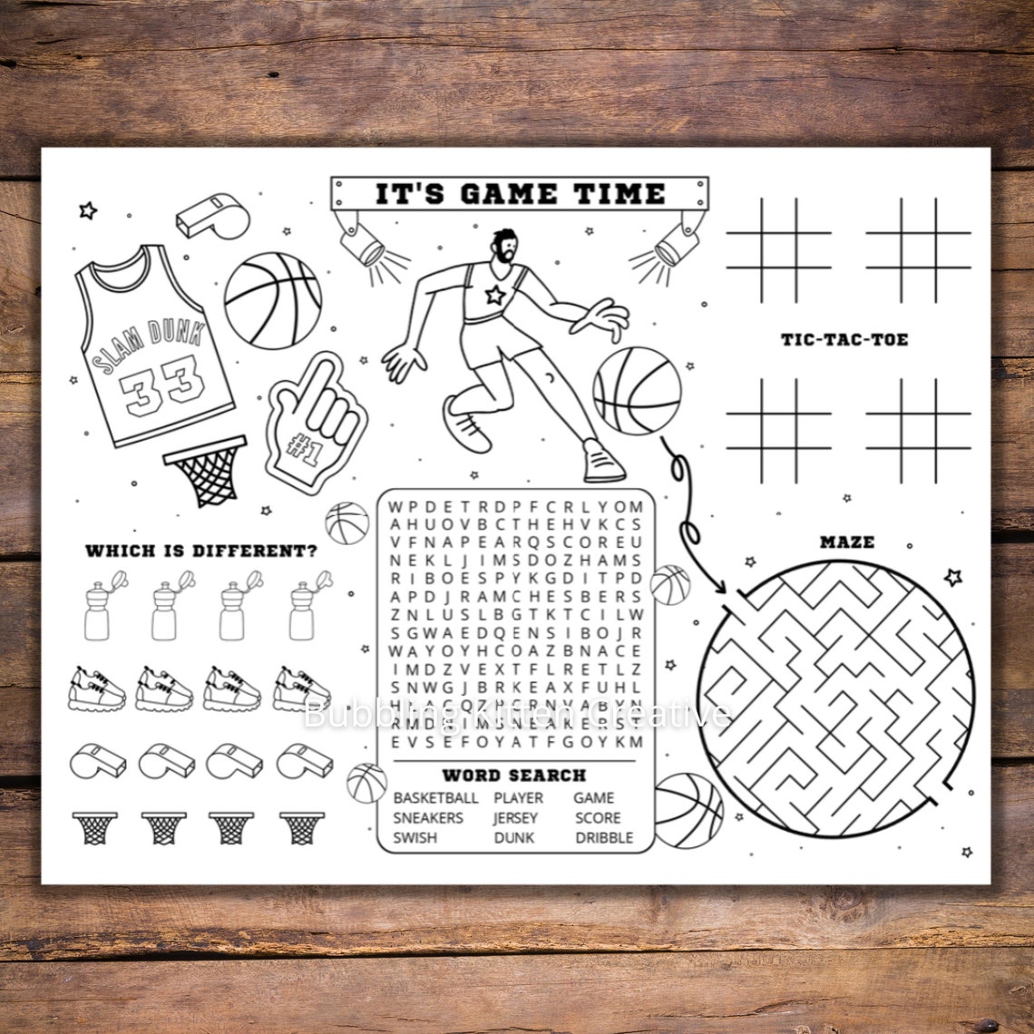 Kids Basketball Party Activity Sheet | Basketball Printable Party Favor ...