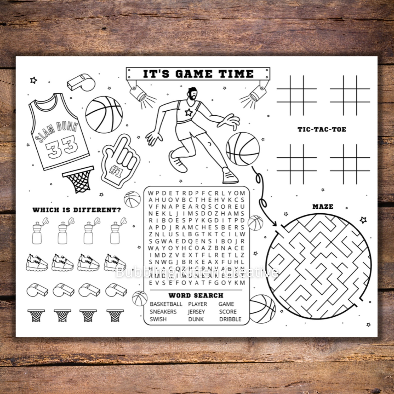 Kids Basketball Party Activity Sheet | Basketball Printable Party Favor ...