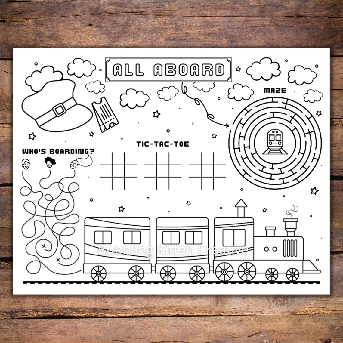 Kids Train Activity & Coloring Sheet | Train Printable Party Favor - Etsy