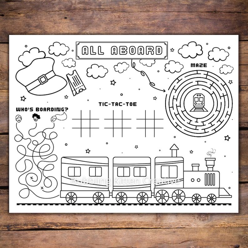 Kids Train Activity & Coloring Sheet | Train Printable Party Favor - Etsy
