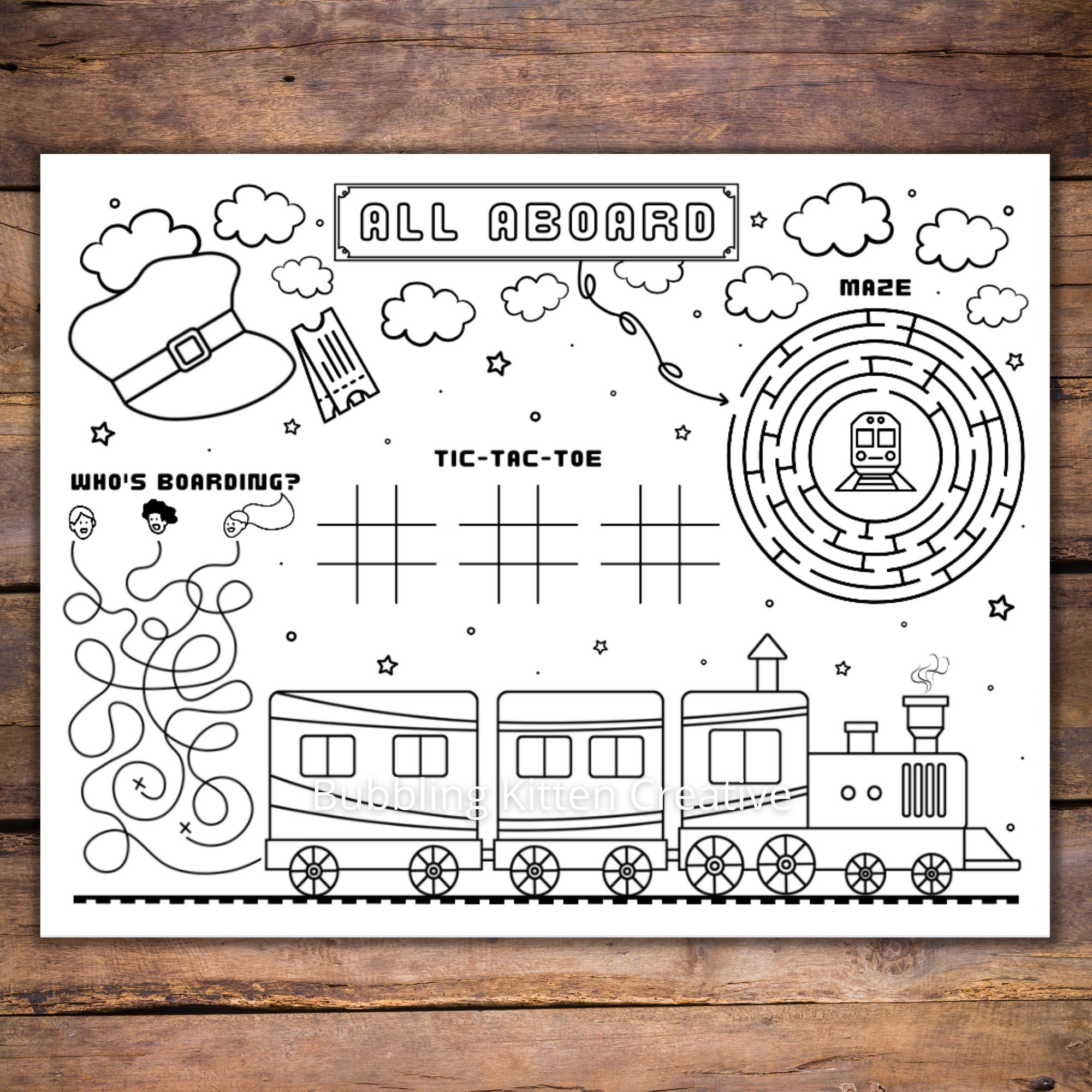 Kids Train Activity & Coloring Sheet | Train Printable Party Favor - Etsy