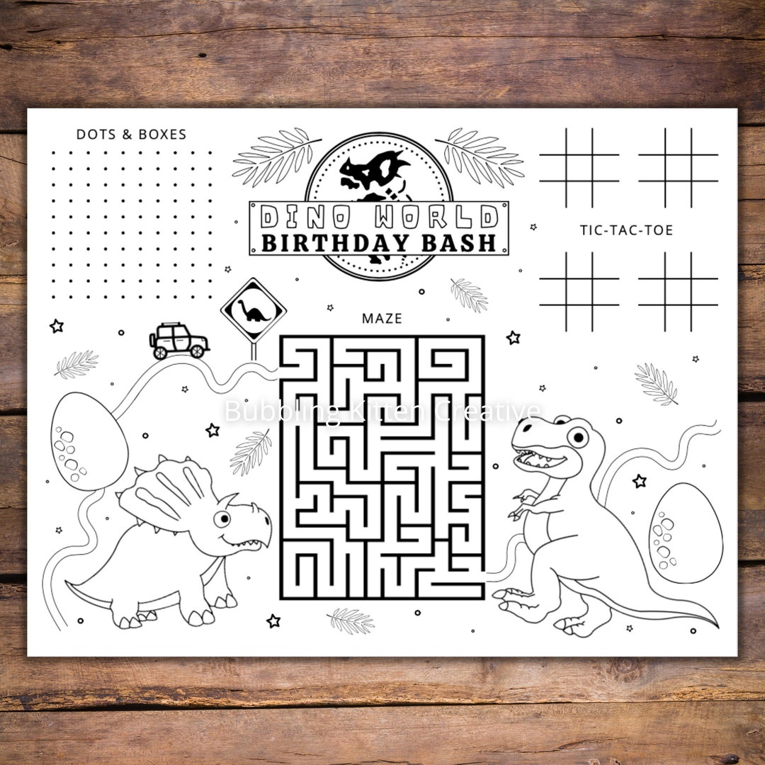 Dinosaur Party Activity Sheet | Kids Dinosaur Birthday Printable ...