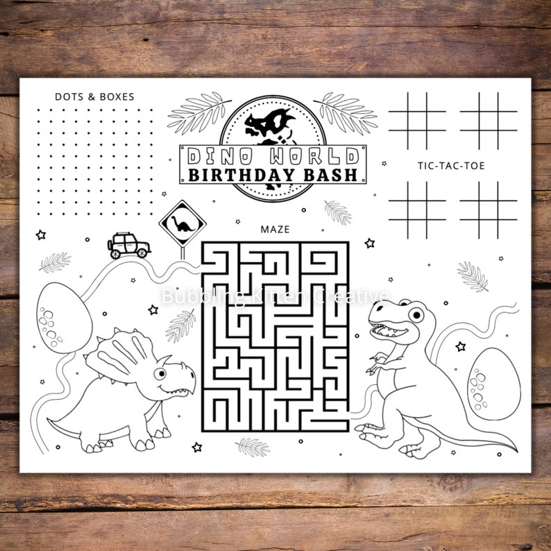 Dinosaur Party Activity Sheet | Kids Dinosaur Birthday Printable ...