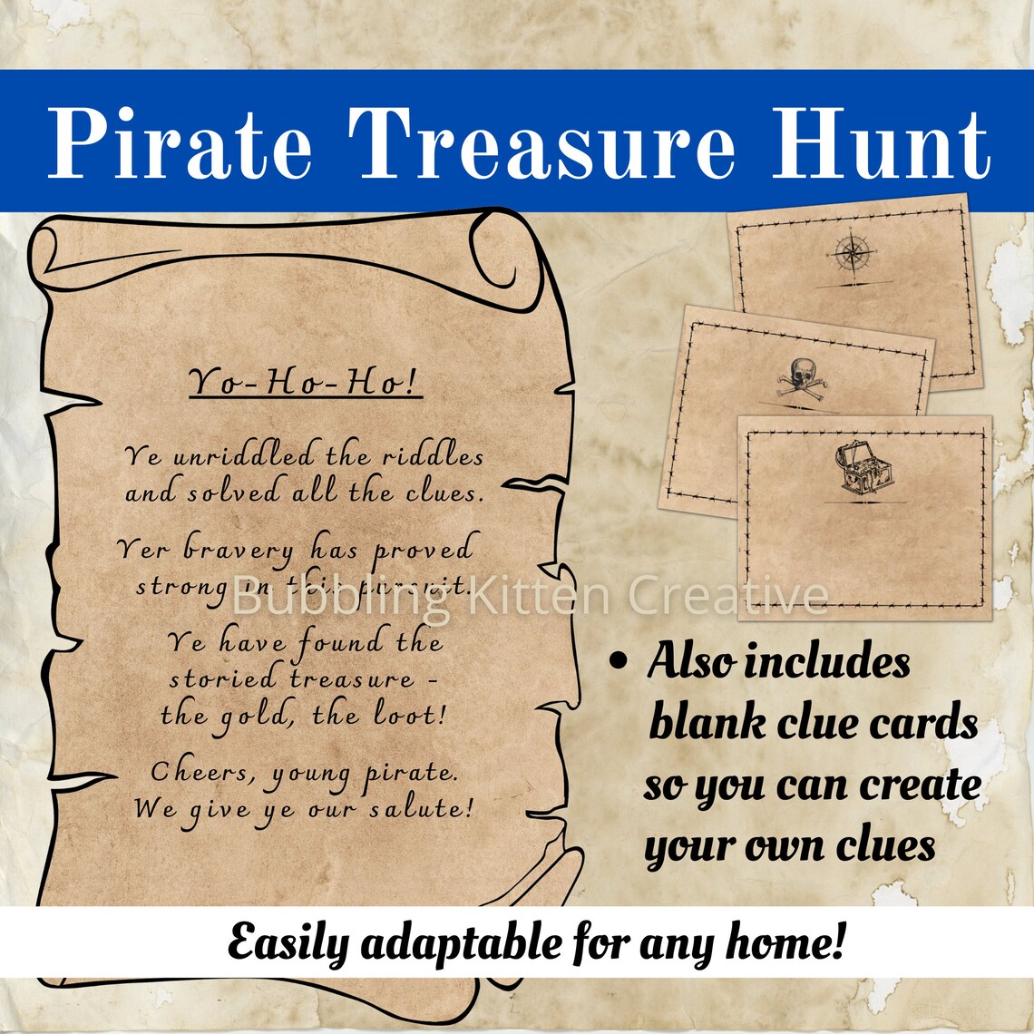 Pirate Treasure Hunt Game Clues for Party | Treasure Hunt for Kids ...