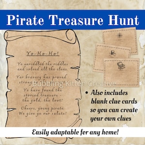 Pirate Treasure Hunt Game Clues for Party | Treasure Hunt for Kids ...