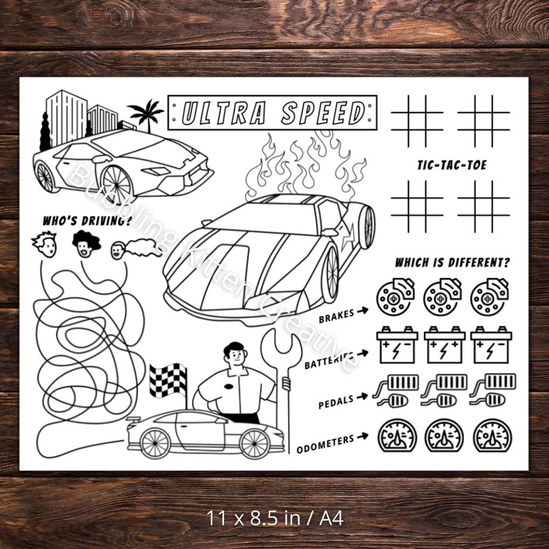 Supercar Birthday Activity Sheet | Sports Car Printable Party Favor ...